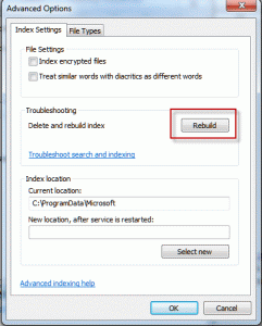 How to rebuild Outlook's search index