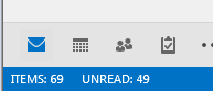 Outlook Status bar: Filter applied, no total or unread counts - Outlook ...