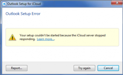 Outlook & iCloud: Your setup couldn't be started because the iCloud ...